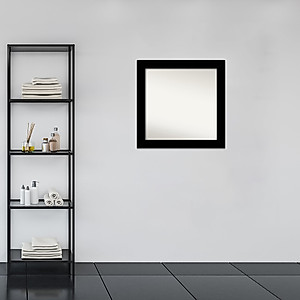 Amanti Art Black Bathroom Mirror for Over Sink, 32x32 Basic Black Square Vanity Mirror, Large Casual Wood Frame, Hangs Horizonally and Vertically, Bathroom Wall Decor, Non-Beveled Edge from WI, USA