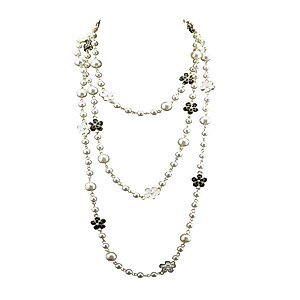 Womens Chic Statement Multilayer Imitation Pearl Long Necklace