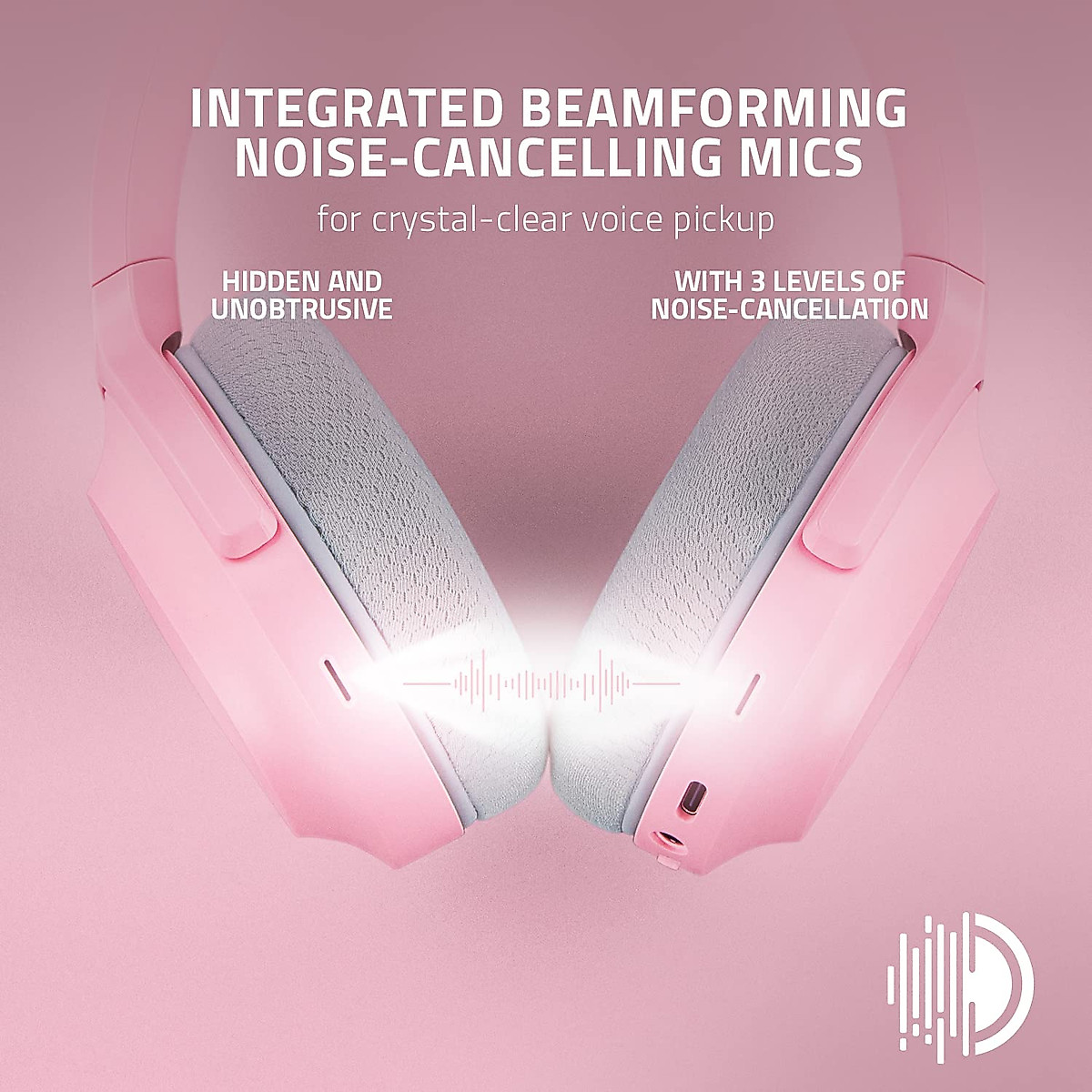 Razer Barracuda Wireless Gaming & Mobile Headset (PC, PlayStation, Switch, Android, iOS): 2.4GHz Wireless + Bluetooth - Integrated Noise-Cancelling Mic - 50mm Drivers - 40 Hr Battery - Quartz Pink