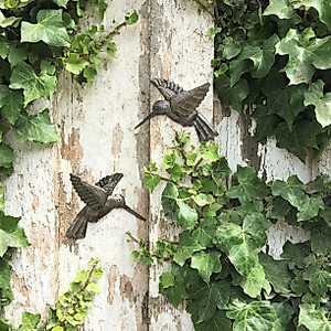 Hummingbirds, Set of 2, Nature Inspired Small Wall Hanging Ornamental Birds, Fall Garden Home Decorations, Good Luck Accent Plaques, Handmade in Haiti 6 x 5.5 Inches