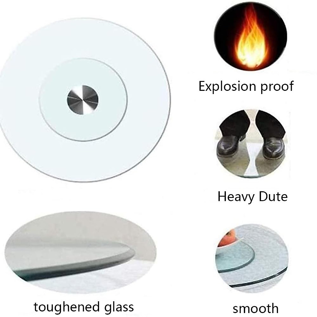 EMENAR 20/30/40inch Heavy Duty Tempered Glass Lazy Susan Turntable, Round Dining Table Serving Tray, Kitchen Serving Plate 360° Rotatable (Size : 90cm/36in)