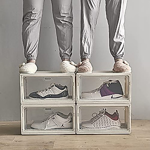 Oroonoko Large Shoe Box for Storage Sneakers,6 Packs Hard Plastic Stackable Display Shoe Box With Lip Clear Door for Sneakers Heels Up To US Size 13'' Collection (6)