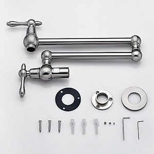 Brushed Nickel Wall Mounted Kitchen Faucet Pot Filler