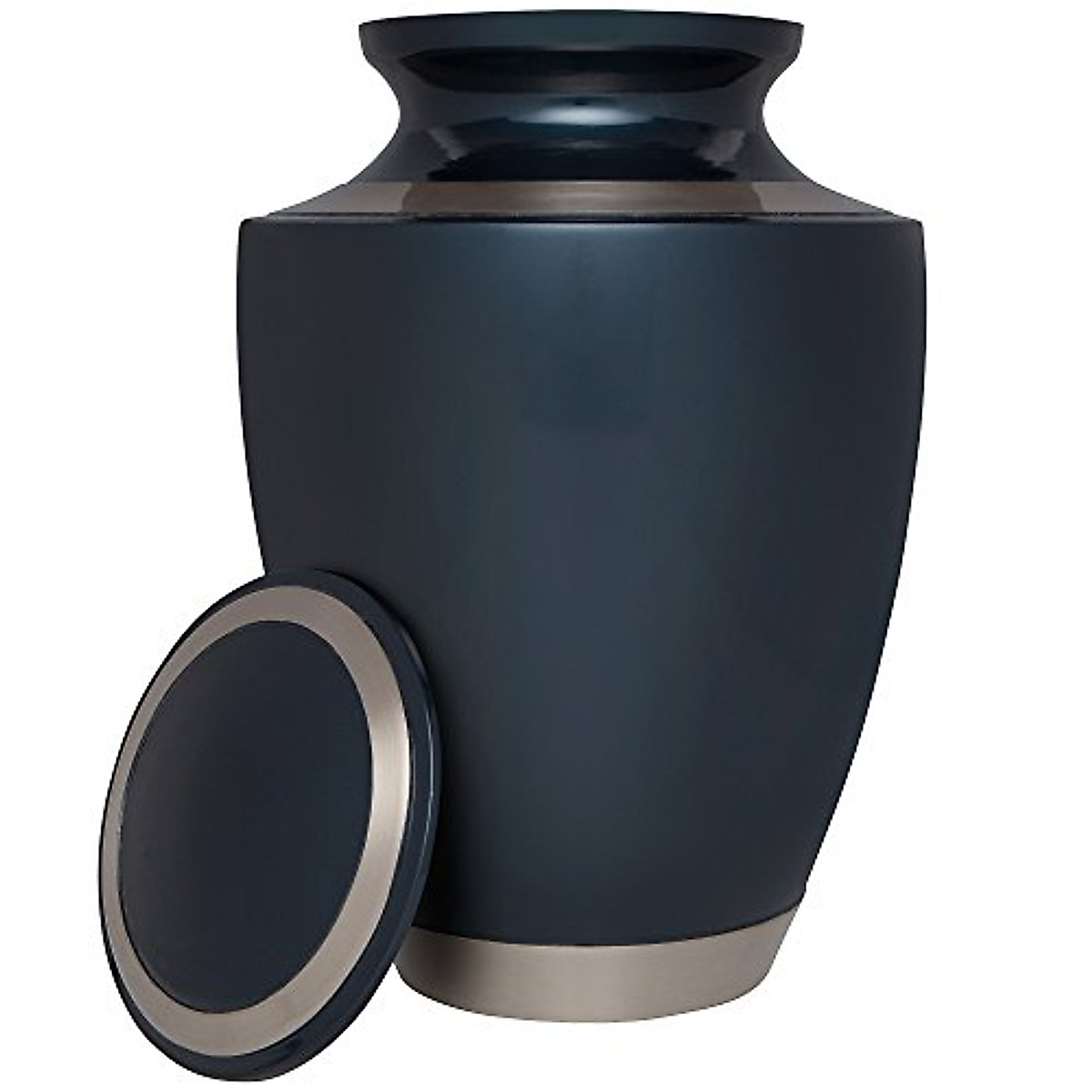 Cremation Urn by Liliane - Funeral Urn for Human Ashes - Hand Made in Brass - Suitable for Cemetery Burial or Niche - Large Size fits Remains of Adults up to 200 lbs - Ocean Blue Model (Blue)