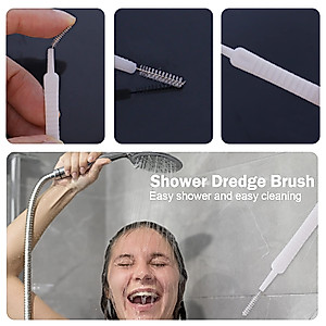 TCOTBE 50 Pieces Anti-Clogging Shower Dredge Brush Shower Nozzle Brush Mini Shower Head Cleaning Brush Pore Crevice Nylon Bristle Crevice Brushes Cleaning Brush for Sprinkler Hole Keyboard Gap