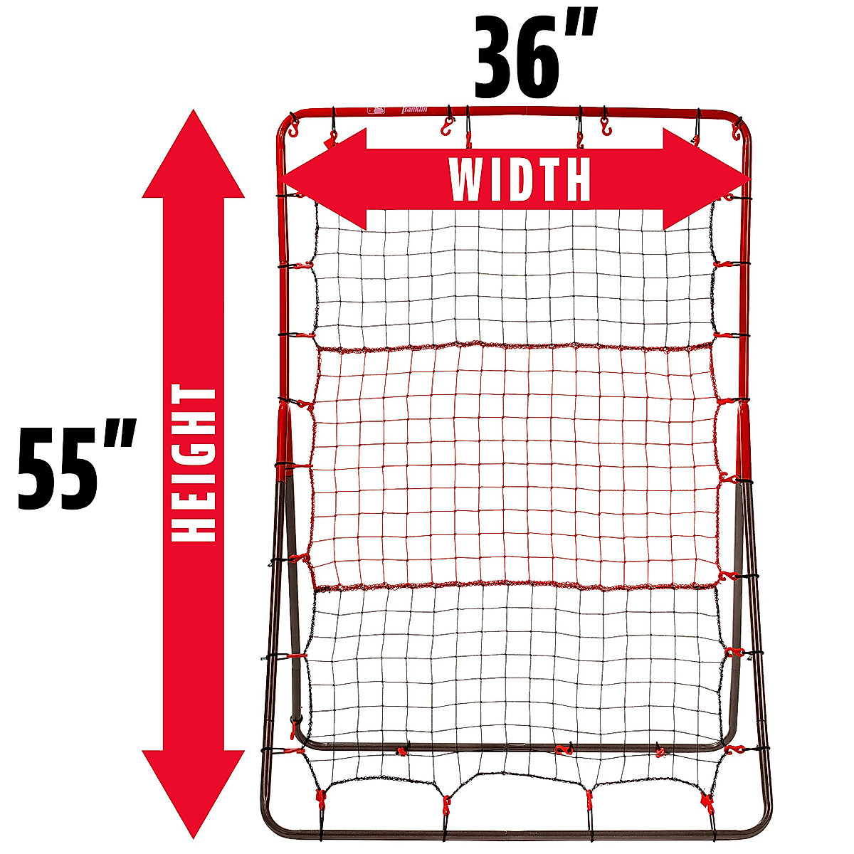 Franklin Sports Baseball Pitching Target and Rebounder Net - 2-in-1 Switch Hitter Pitch Trainer + Pitchback Net - Pitching Target with Hitter + Strikezone, Red