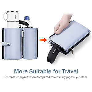 Luggage Cup Holder Travel Drink Bag for Suitcase Portable Foldable Luggage Drink Caddy with Handle, Fits Roll on Suitcase Handle, Gifts for Flight Attendants Creative Travel Accessories (Gray)