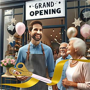 Grand Opening Ceremony Kit – Gold Scissors 20'' for Ribbon Cutting Grand Opening Ribbon and Scissor for Special Events 20 Inch Giant Scissors Gold with Gold Ribbon for Inaugurations and Ceremonies