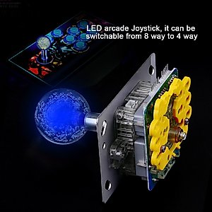 LED Arcade Illuminated Joystick,LED Colorful Illuminated Joystick Switchable from 4 to 8 Way Operation for Arcade Game For Arcade game for Video Game Arcad