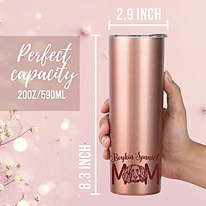 Onebttl Dog Mom Gifts, Dog Lover Gifts for Women, Best Dog Mom Ever, 20 oz Rose Gold Insulated Tumbler - Boykin Spaniel Mom