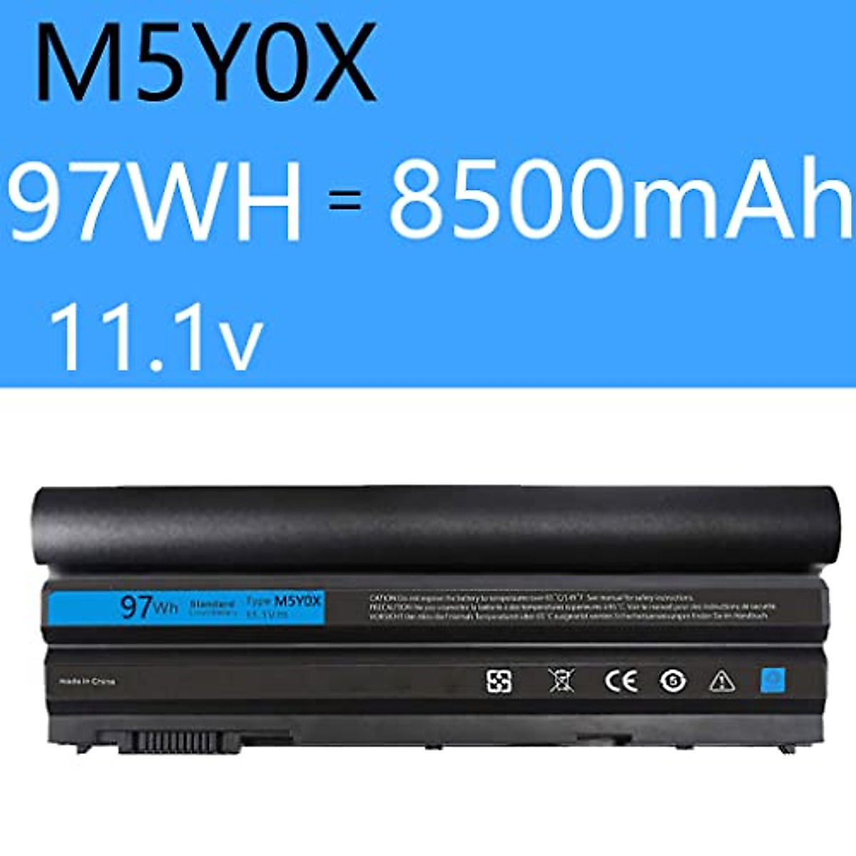 SSDY Damaite M5Y0X 97Wh Laptop Battery for Dell Latitude E6420 E6520 E6530 E5420 E5520 E5530 T54FJ 2P2MJ 312-1325 312-1165 PRV1Y Replacement Notebook High Performance 9Cells 8700mAh 11.1V