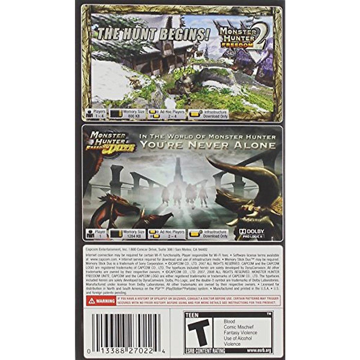 Monster Hunter Freedom 2 and Freedom Unite Dual Pack PSP - PlayStation Portable