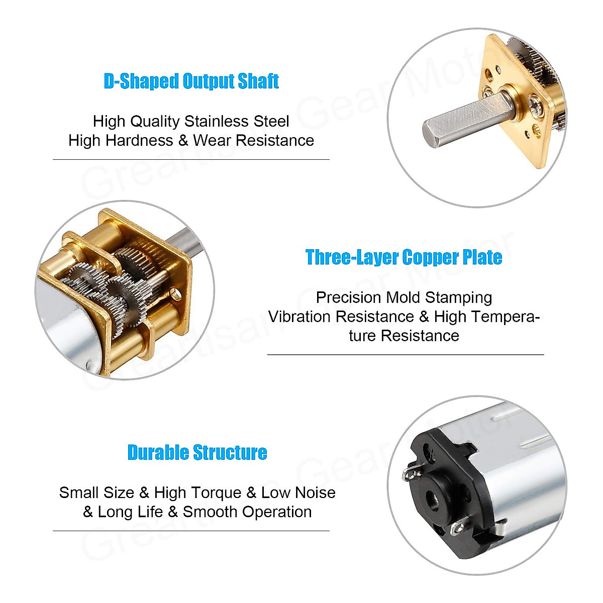 Greartisan DC 6V 100RPM N20 High Torque Speed Reduction Motor with Metal Gearbox Motor for DIY RC Toys