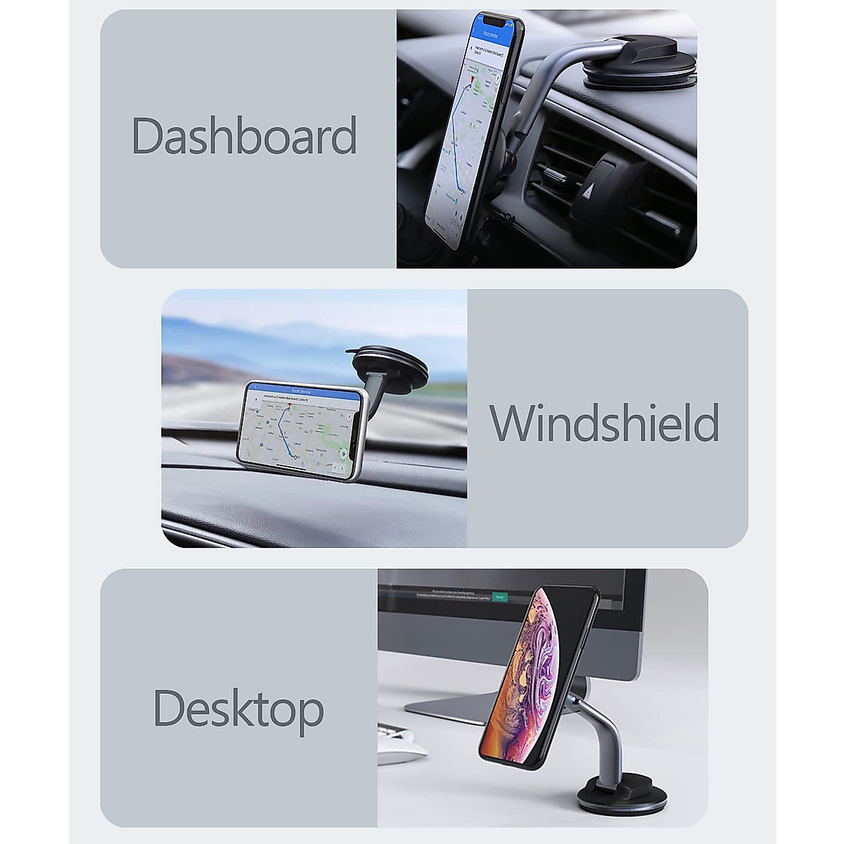 INENIPA Magnetic Phone Holder for Car, Super Strong Magnet & Easy Windshield Dashboard Car Mount Phone Holder for All Cell Phone Handsfree Cell Phone Automobile Cradles