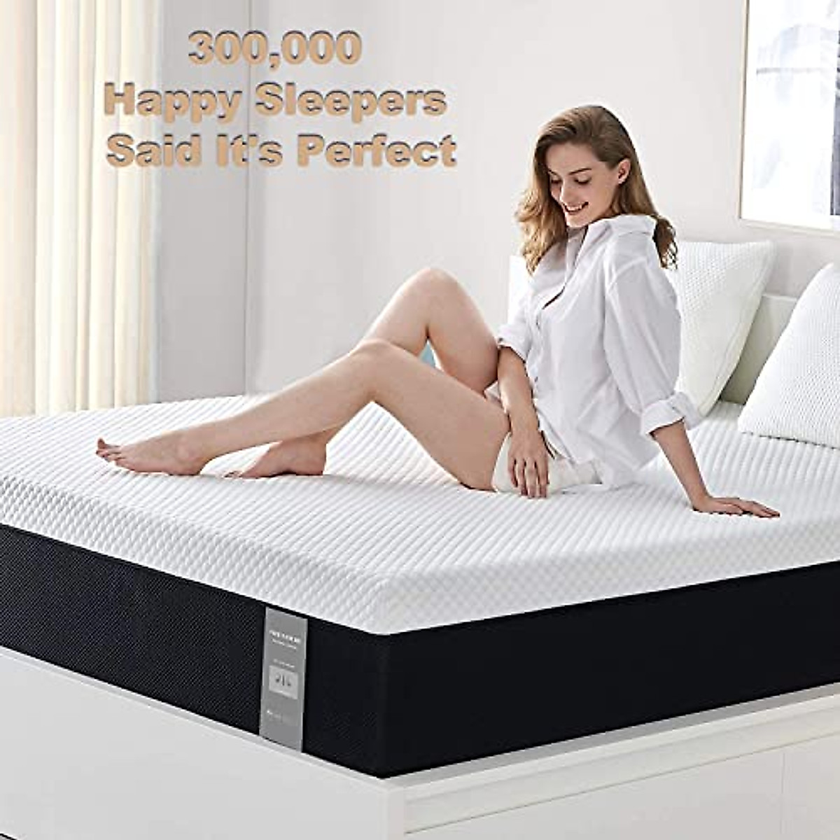 IYEE NATURE Queen Size Mattress, 10 Inch Cooling-Gel Memory Foam Mattress Bed in a Box, Supportive & Pressure Relief with Breathable Soft Fabric Cover, Medium Firm Feel,Black