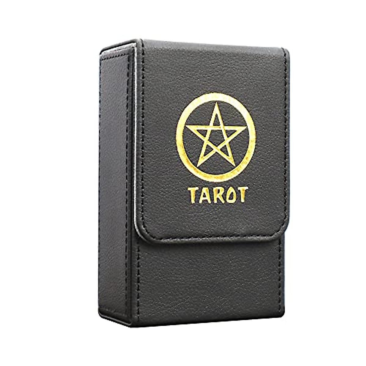 Black Lotus 80 Cards Capacity Tarot Cards Storage Box PU Leather Oracle Organizer Storage Case Game Double Layer Collection Flip Cover Tarot Holder (Black), tarot box