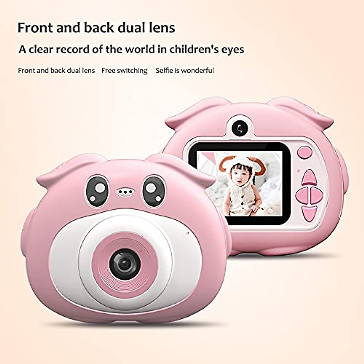 Niaviben Digital Camera for Kid's Cute Cartoon 1080p HD Mini Front and Rear Dual Camera Children's Digital Camera Blue