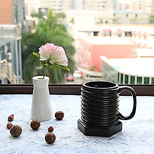 EPFamily 3D Ceramic Cool Mug Black Coffee Mugs Porcelain Attractive Day Gift Mug-Screw Cap Shape Durable Cup Gifts for Man Father Dad Grandfather Women Home Office 12 oz