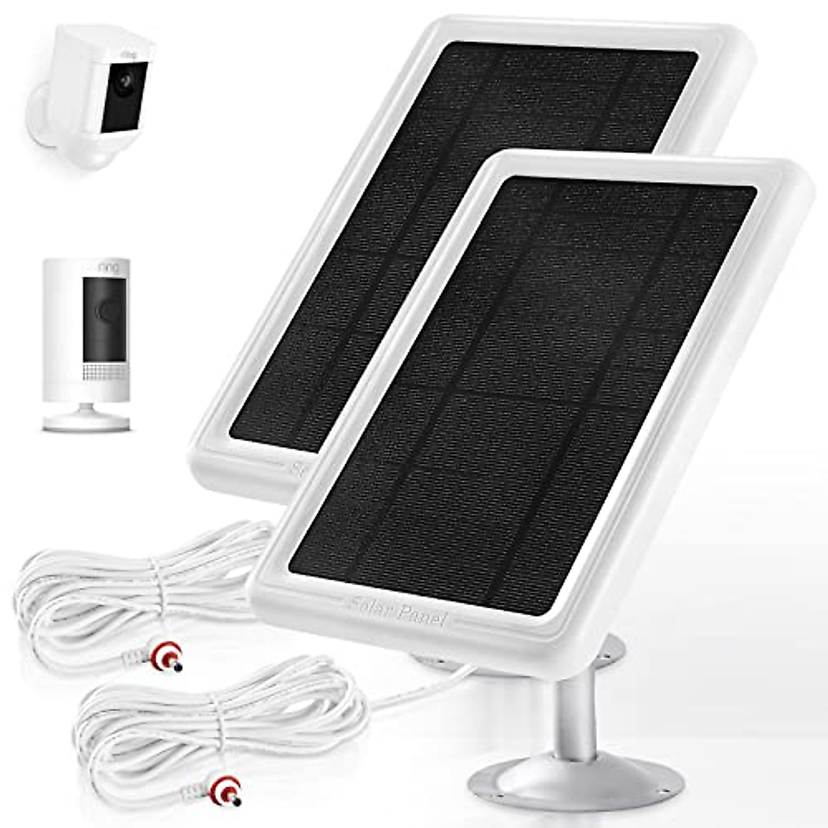 Ring Camera Solar Panel Charger, Solar Panel for Ring Stick Up Cam 2nd & 3rd Gen, Ring Spotlight Cam Battery, 5V 4.5W Output Super Fast Charging 3.5mm Plug to Device (2Pack)