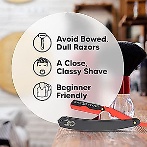 Barber Straight Razor, Professional Barber Straight Edge Razor - Barber Razor Compatible with Straight Razor Edge for Barber by Black Widow (1.5mm) (Red and Matte Black)