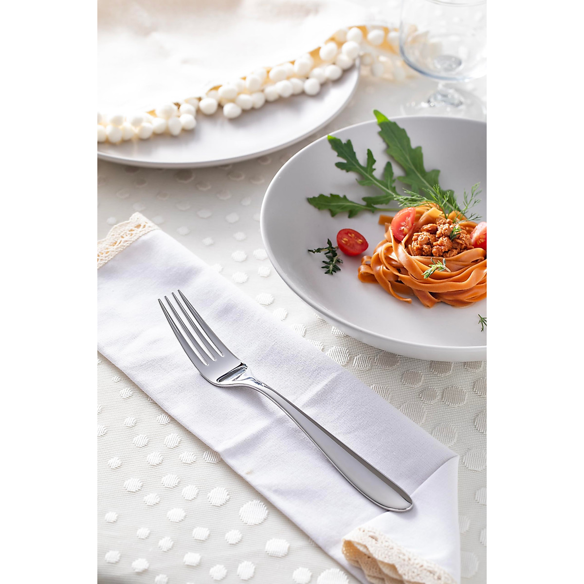 DANIALLI Modern Razzoli Silverware Set - 18/10 Stainless Steel Flatware Set for Elegant Dining - Dishwasher Safe Cutlery Set (60-Piece)