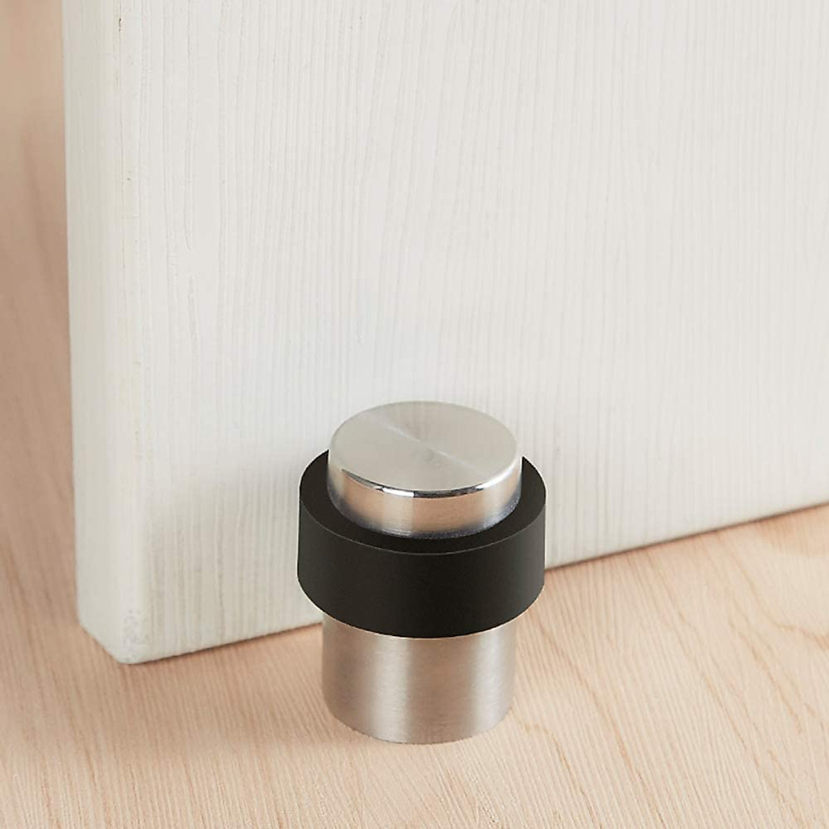 1PCS Stainless Steel Cylindrical Universal Door Stop, 2-3/8 Inch Brushed Finish Door Stopper with Rubber Bumper – Protects Walls from Door Knob Damage by TPOHH
