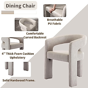 HNY Modern Barrel Kitchen & Dining Room Chairs Set of 6, PU Leather Upholstered Accent Chairs with Arm, 18.5'' Wide Side Armchairs Vanity Chairs for Living Room Bedroom Makeup Small Spaces, Grey