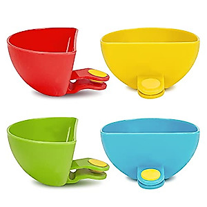 Brvnpily Dip Clip for Bowls Plates 8PCS Plastic Dip Clip Bowl Plate Holder Chip and Dip Serving Set Sauce Holder for Spice Tomato Sauce Salt Veggie Vinegar Ketchup Chips (4 Colors)