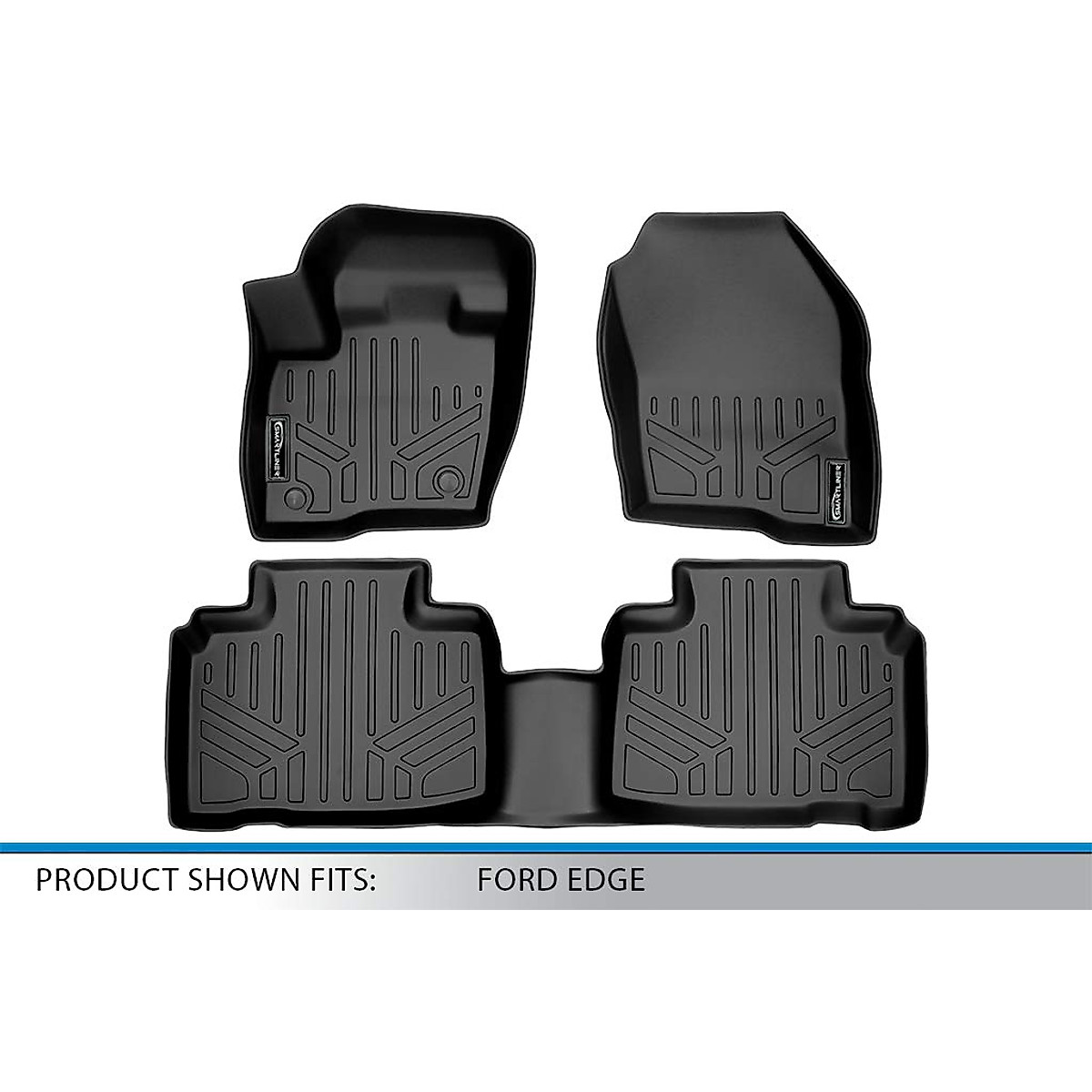 SMARTLINER All Weather Custom Fit Floor Mats 2 Row Liner Set Black Compatible with 2015-2022 Ford Edge
