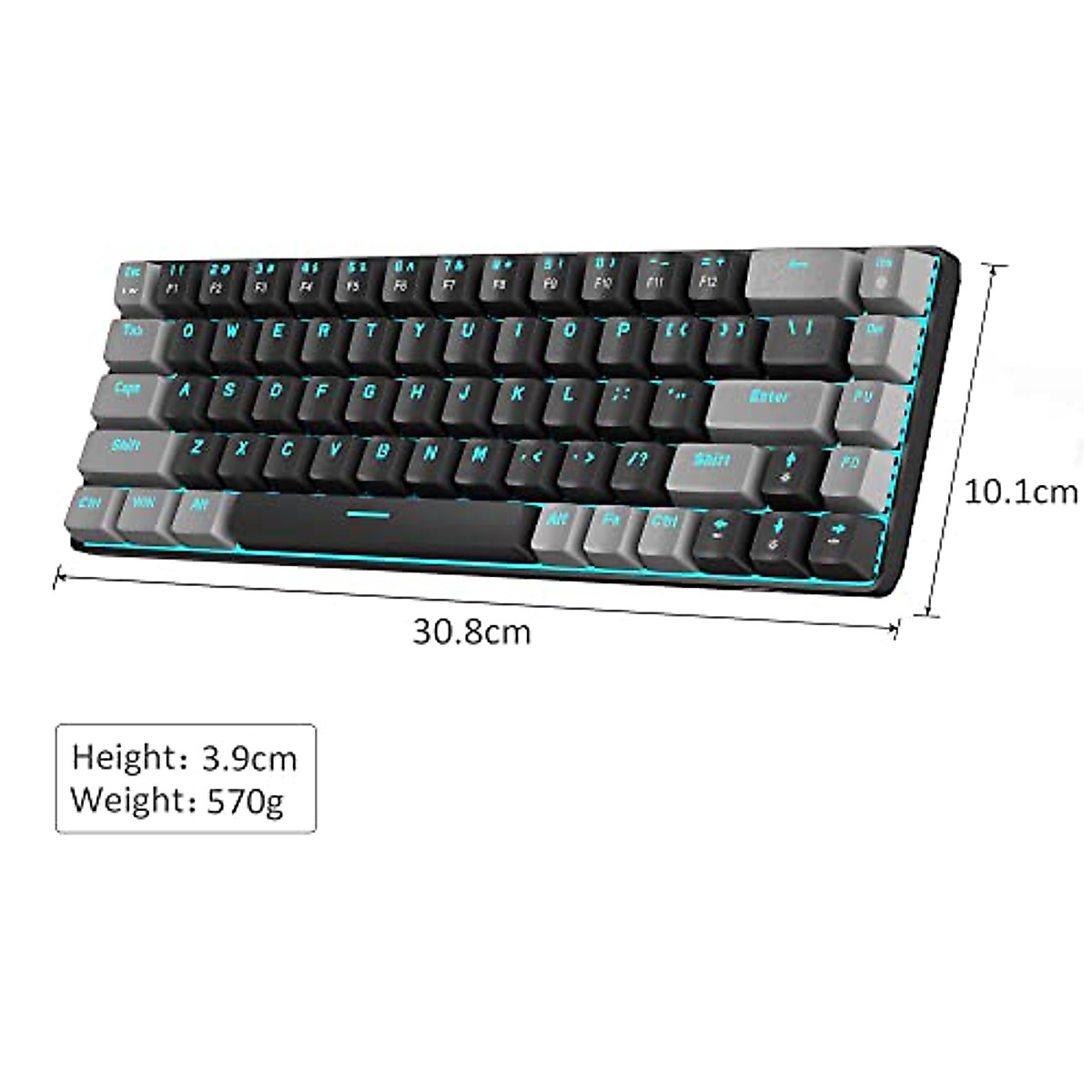 MageGee Portable 60% Mechanical Gaming Keyboard, MK-Box LED Backlit Compact 68 Keys Mini Wired Office Keyboard with Red Switch for Windows Laptop PC Mac - Black/Grey