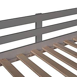 LostCat Twin Size Loft Bed with Slide, House Shaped Solid Pine Wood Bed Frame with Safety Guardrail & Ladder, No Box Spring Needed, Save Space Design for Kids, Teens, Girls, Boys, Grey