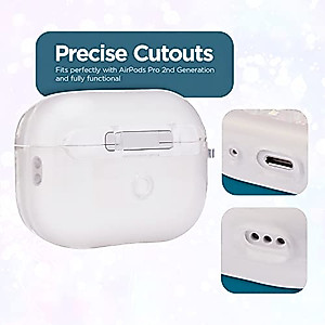 Case-Mate Apple AirPods Pro 2 Case Cover with Keychain (Silver) - Twinkle Stardust [Wireless Charging Compatible] [Front LED Visible] Cute Case for AirPods Pro 2 with Anti-Scratch, Shockproof Material