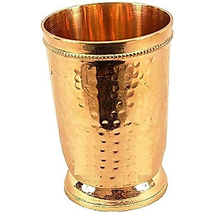 PARIJAT HANDICRAFT Hand made hammered pure brass glass mint julep cup for moscow mule mugs