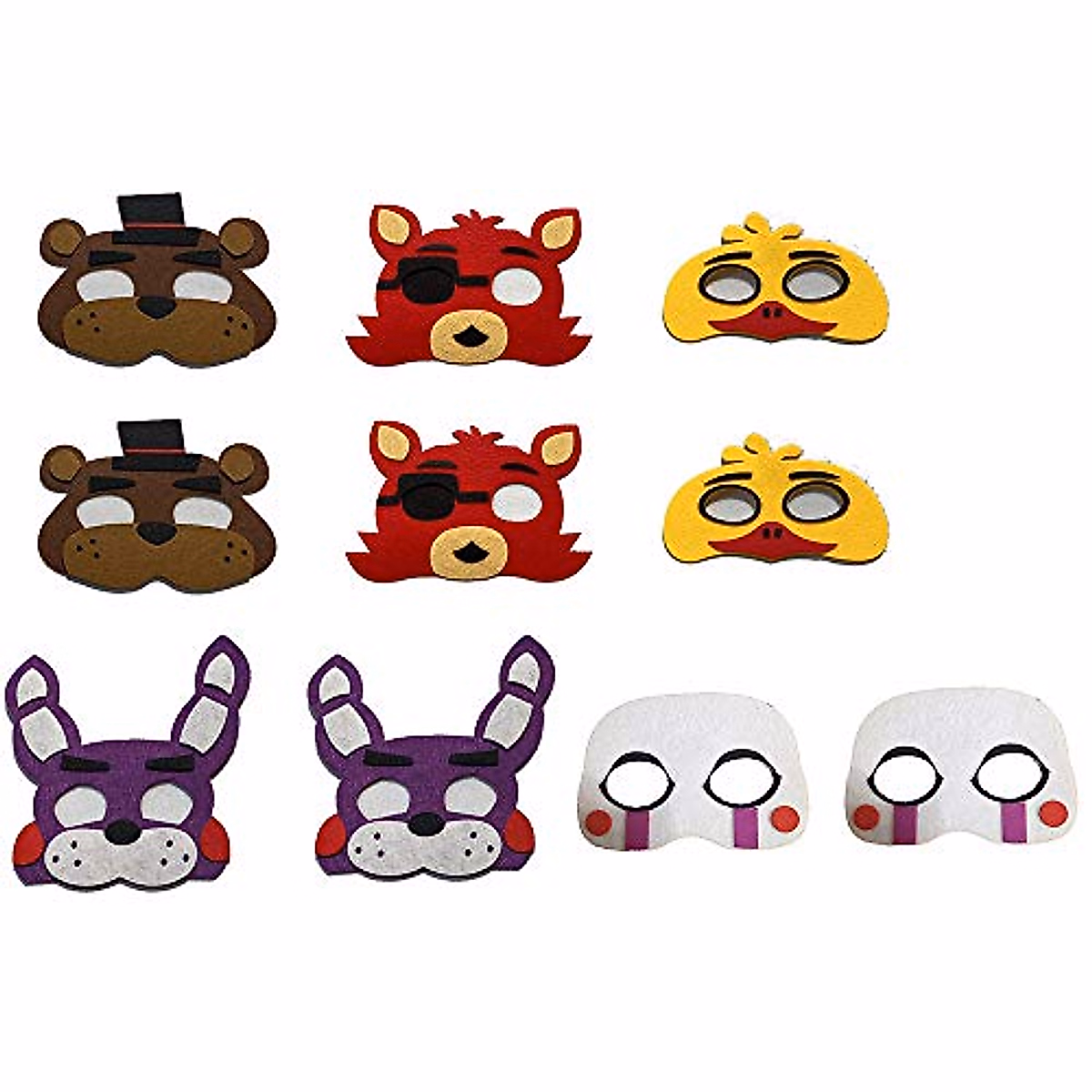 10 Pack Five Nights of Freddy's Masks Kids Cosplay Costume Party Favors Supplies Fazbear Bonnie Foxy Puppet