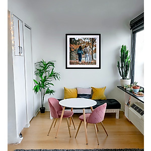 Frame Amo 24x24 Black Picture Frame with 19.5x19.5 White Mat Opening for 20x20 Image, 1 Inch Border, Acrylic Face