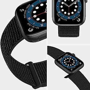 GZ GZHISY Sport Loop Nylon Band Compatible with Apple Watch Band 38mm 40mm 41mm 42mm 44mm 45mm 49mm Ultra iWatch Series 8 7 6 SE 5 4 3 2 1 Strap, Fit for iPhone Watch Band Women Men Stretchy Elastic Braided, 42mm/44mm/45mm/49mm Dark Black