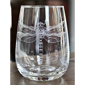 HullSpeed Designs Dragonfly Engraved Stemless Wine Glasses (set of 2)