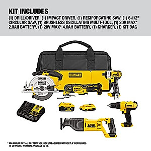 DEWALT 20V MAX Power Tool Combo Kit, 4-Tool Cordless Power Tool Set with Battery and Charger (DCK551D1M1)