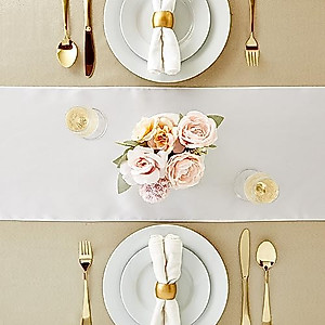 10-Pack White Satin Table Runners for Rectangular and Round Tables, Weddings, Baby Showers, Birthday Parties, Banquets, Events Decorations (White, 108.2x11.8 in)