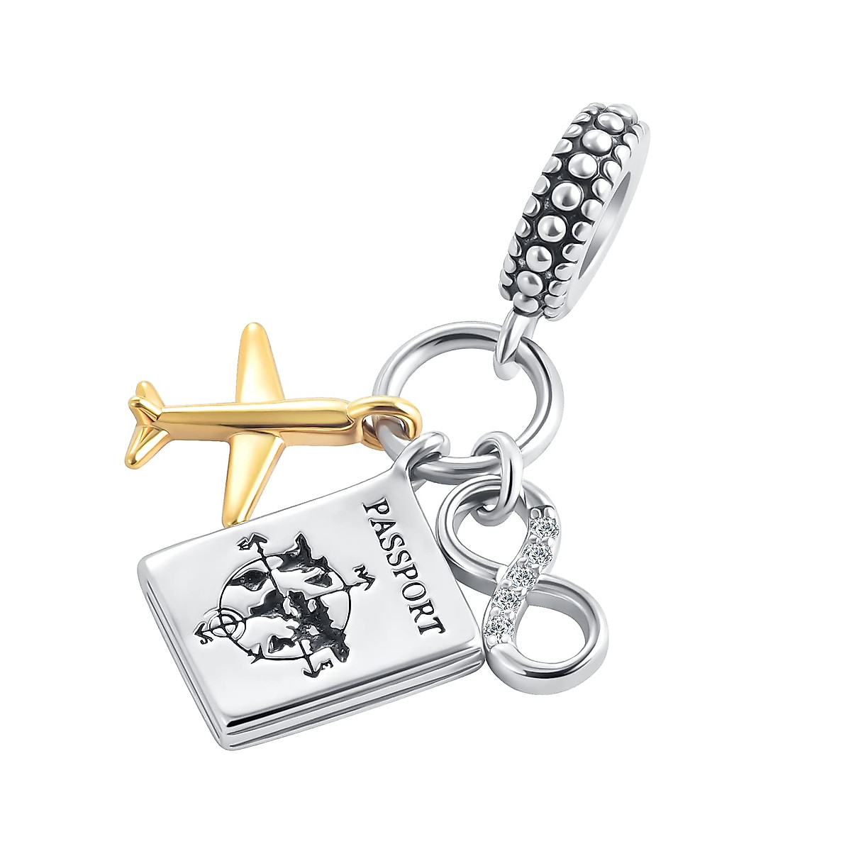 NanMuc Vacation Travel Series Passport Airplane Charm Compatible with Pandora Charms Bracelets Necklace Holiday Jewelry Gift