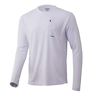 HUK Men's Icon X Pocket Long-Sleeve Performance Shirt, White, X-Large