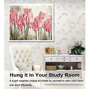 BAISITE Paint by Numbers for Adults Beginners and Kids,16" Wx20 L Canvas Pictures Drawing Paintwork with 4 Pcs Wooden Paintbrushes,Acrylic Pigment Poppy Flowers-BSC012