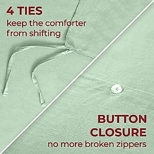 Mellanni Duvet Cover Set - Soft 100% Organic Cotton Bedding Sets & Collections - Button Closure & Corner Ties (Twin, Sage)