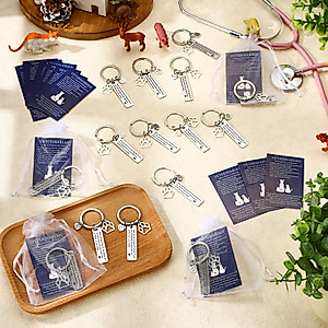 XunYee 15 Sets Christmas Vet Tech Gifts Veterinarian Thank You Keychains Paw Print Appreciation Keychains Inspirational Thank You Cards Organza Bags Appreciation Gifts Bulk for Coworker Assistant