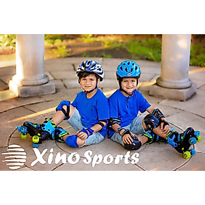 Xino Sports Kids Roller Skates for Boys & Girls - Light Up Wheels (Ages 5-20) - Adjustable Roller Skates with Illuminating Wheels (Black, Large 5-8)