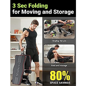 Yoleo Adjustable Weight Bench for Full Body Workout; Foldable Bench Press Bench of Home Gym Strength Training; Incline Decline Flat Utility Workout Bench with Quick Folding& Fast Adjustment (Black)