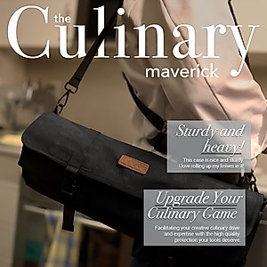 Chef Sac Elite Chef Knife Roll | 16oz Ultra Waxed Canvas Knife Case | 12+ Slots for Knives & Kitchen Tools | w/Carrying Strap | Knife Organizer for Pro Chefs | Tools Not Included, Bag Only