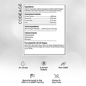 DNA PET Goat Milk Chew Sticks for Dogs Supplement - High Protein, Beef Collagen, Cheese & Probiotics - Medium Dogs 20 to 55 Lbs - Non-GMO, Gluten-Free, Grain-Free, Air-Dried & Handcrafted - 3-Count