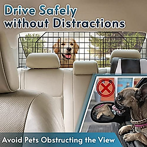 rabbitgoo Dog Car Barrier for SUVs, Large Pet Car Gate Divider Cargo Area, Adjustable Pet SUV Barriers Universal-Fit, Heavy-Duty Wire Mesh Dog Car Guard,Van Vehicles Dogs Car Accessories Safety Travel