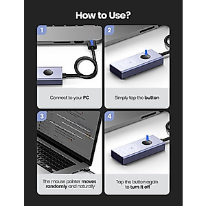 Vaydeer Undetectable Mouse Jiggler Mouse Mover USB Port for Computer,Driver-Free with ON/Off Switch,Simulate Mouse Movement to Prevent The Computer from Entering Sleep Mode,Plug-and-Play